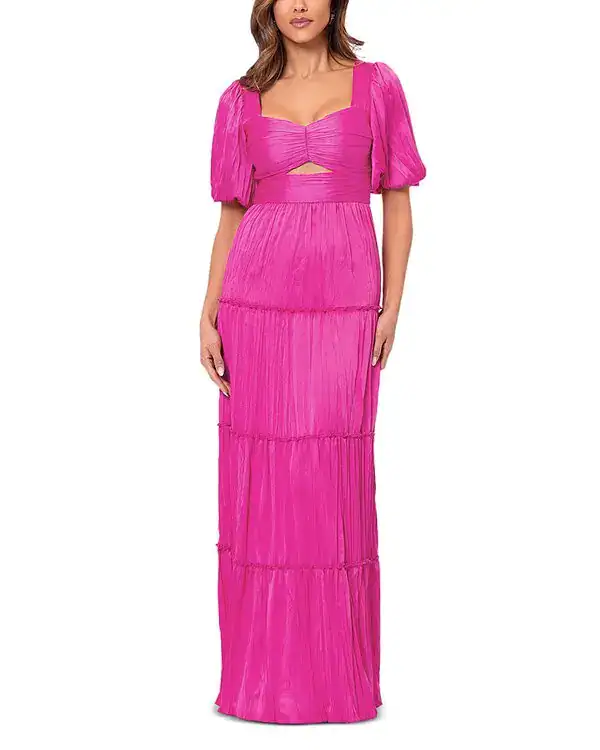 navy blue dress for baby girl Aqua Pleated Cutout A-Line Dress In Pink - 80% Off