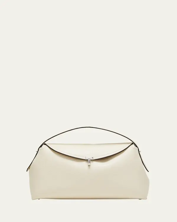 TOTÊME T-lock Top Handle Bag In Pebble Grain Leather - Milk