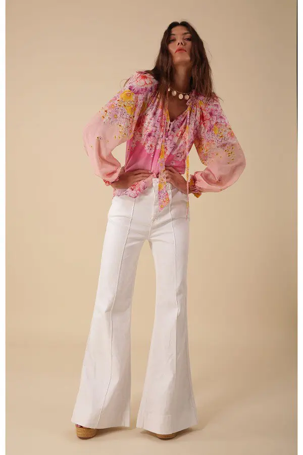 Hale Bob Blake Flare Leg Denim Trouser - White