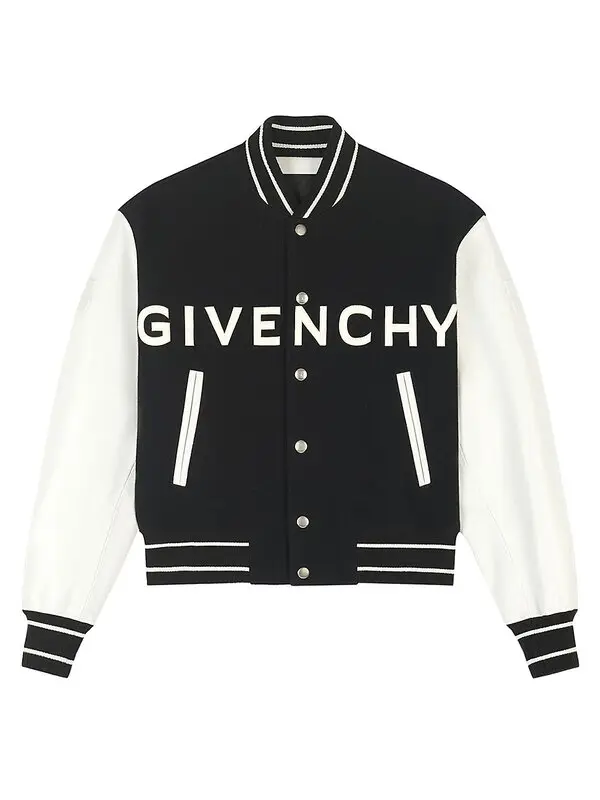 Givenchy Varsity Jacket In Wool And Leather In Black | Editorialist