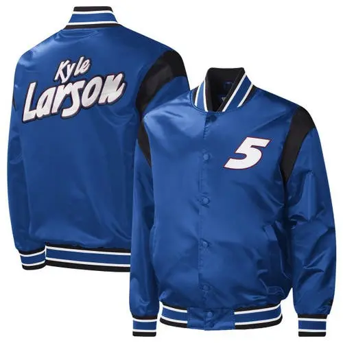 STARTER Kyle Larson Force Play Full-snap Varsity Jacket - Royal ...