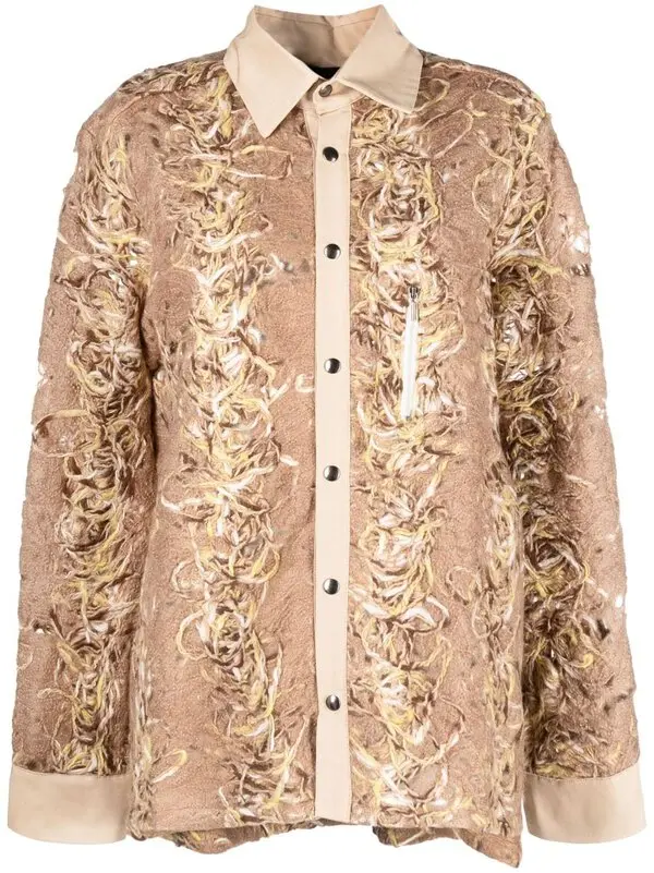 VITELLI Distressed-effect Long-sleeve Shirt - Neutrals