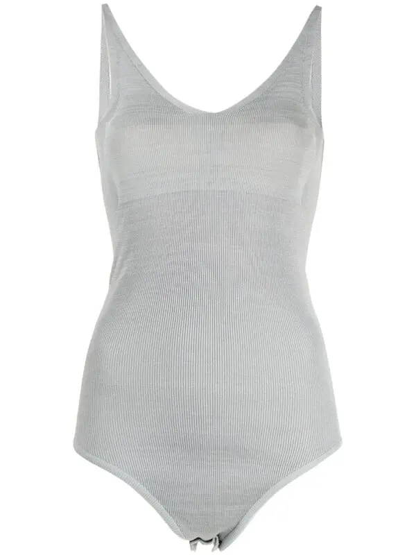 CFCL V-neck Ribbed Bodysuit - Grey