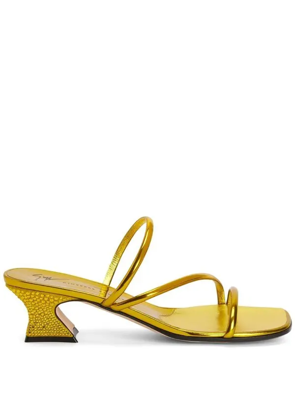 GIUSEPPE ZANOTTI 45mm Aude Strass Embellished Sandals - Yellow