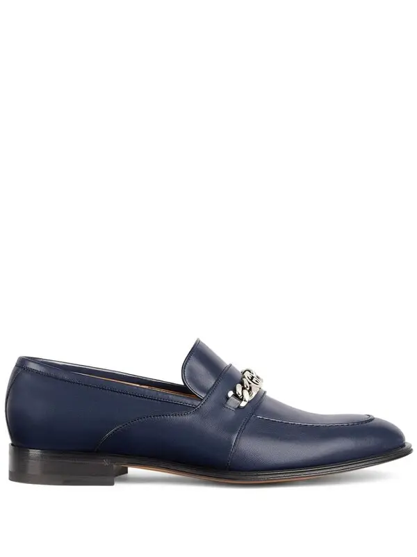 Gucci Interlocking-G Leather Loafers - Blue | Editorialist display picture 2
