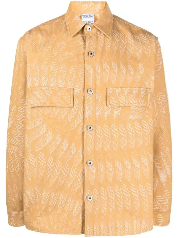COUNTY OF MILAN Feather-print Long-sleeve Shirt
