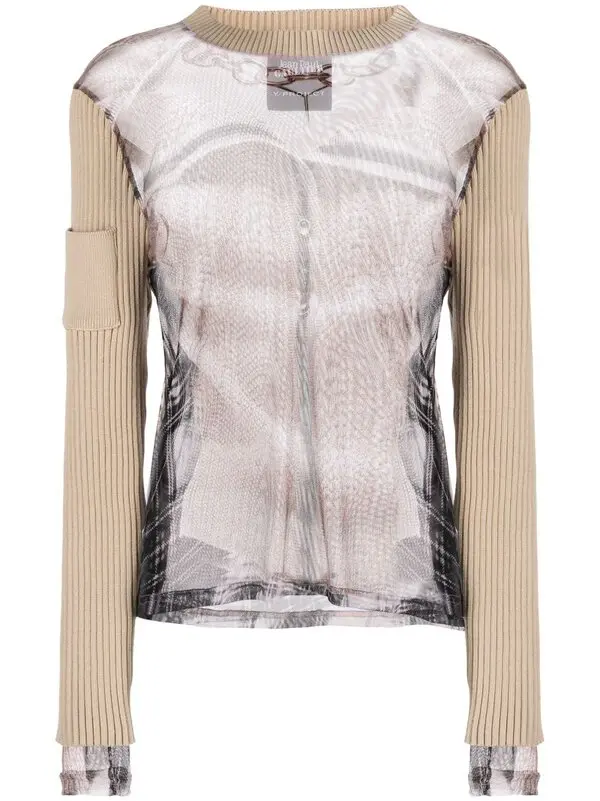 Y/project X Jean Paul Gaultier Trompe L'oeil Top - Neutrals
