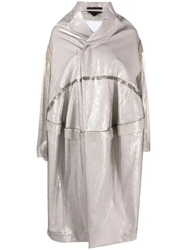 Comme Des Garçons Asymmetric Embossed Raincoat - Grey