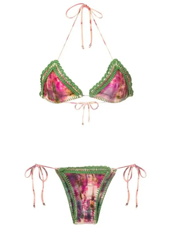 AMIR SLAMA Crochet-detail Tie-dye Triangle Bikini