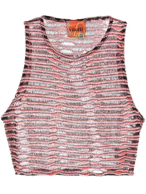 VITELLI Semi-sheer Cropped Top - Red