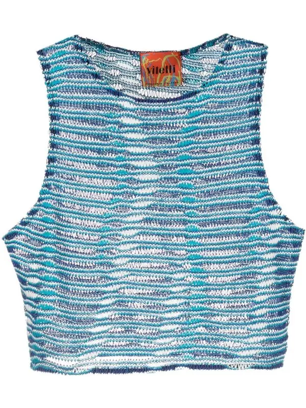 VITELLI Semi-sheer Cropped Top - Blue