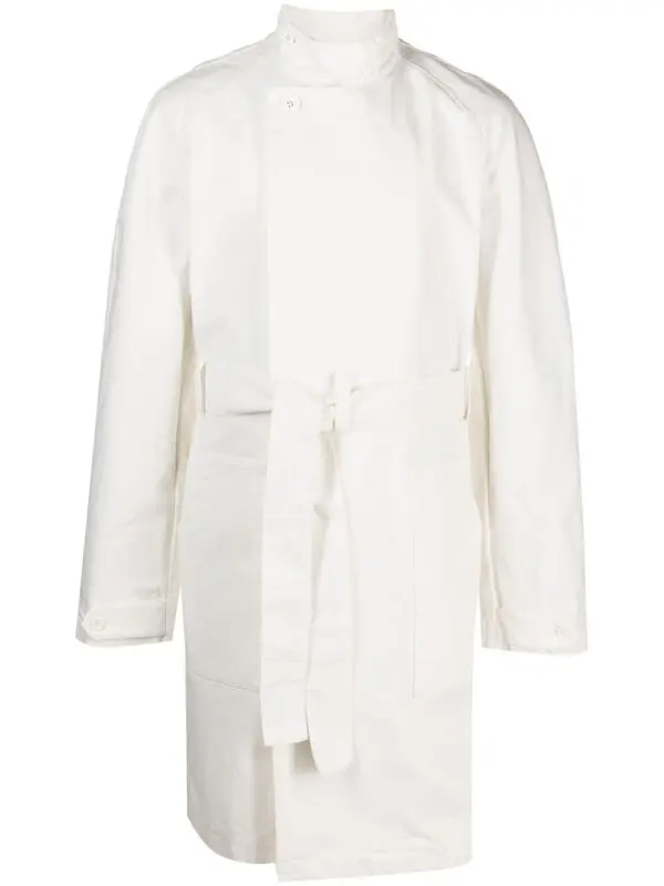 WINNIE N.Y.C Stand-up Collar Belted Cotton Coat