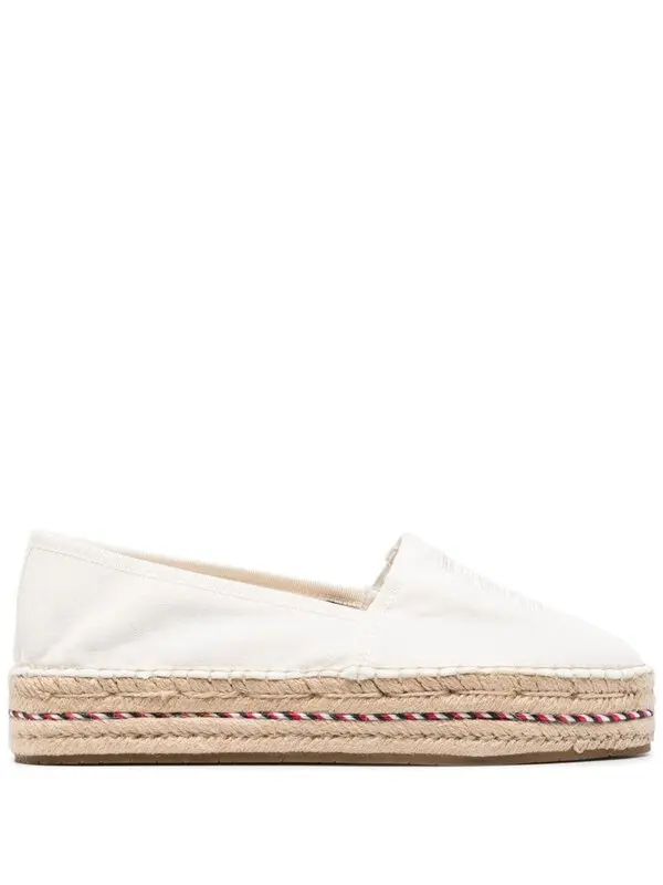 Tommy Hilfiger Logo Embroidered Espadrilles - White