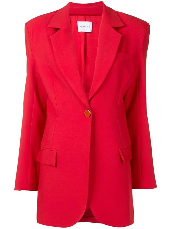 OLYMPIAH Single-breasted Tailored Blazer - Red