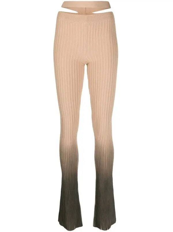 ANDREĀDAMO Ombré-effect Ribbed-knit Trousers - Neutrals