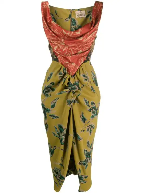 Vivienne Westwood Panther Floral-Print Sleeveless Midi Dress In
