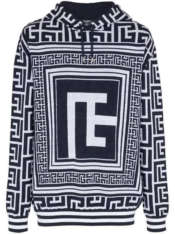 Balmain Monogram Jacquard Hoodie