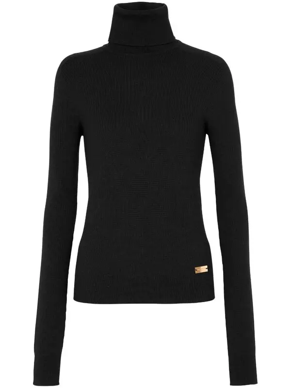 Balmain Logo-plaque Wool Jumper - Black