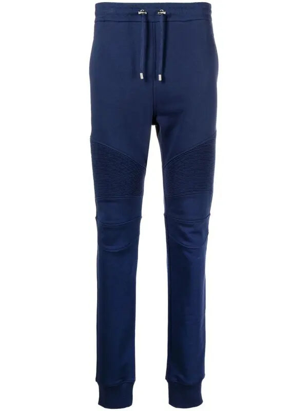 Balmain Logo-print Ribbed Track Pants - Blue