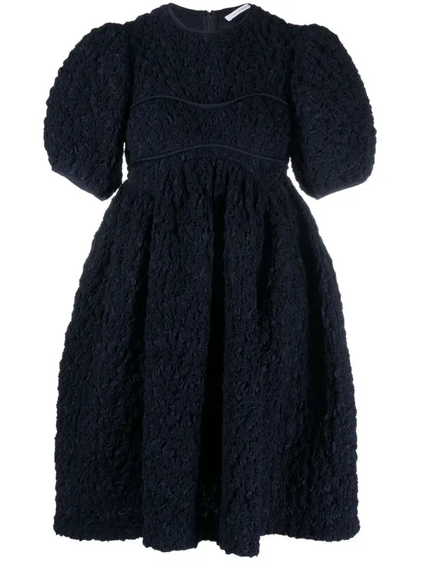 Cecilie Bahnsen Simi Textured Puff-Sleeve Dress - Blue | Editorialist