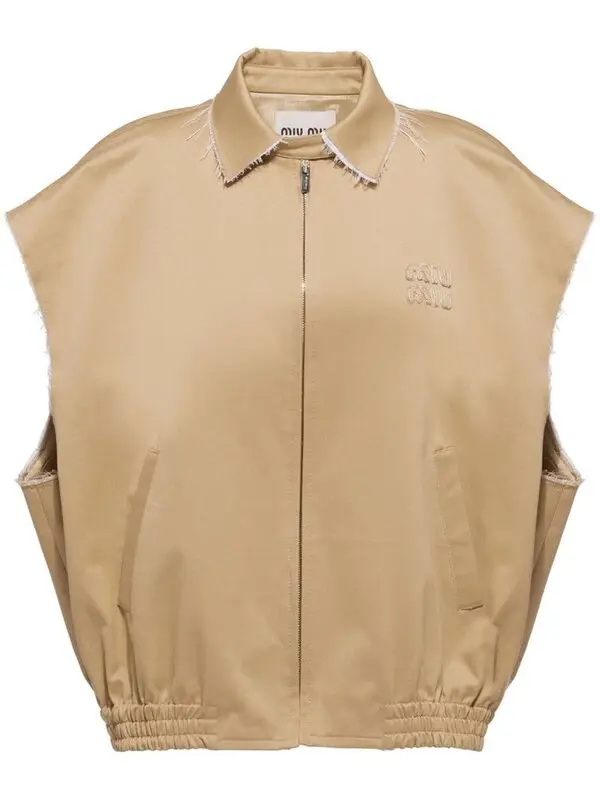 Miu Miu Logo-patch Chino Blouson - Neutrals