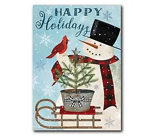 COURTSIDE MARKET Winter Snowman 12x18 Canvas Wa Ll Art