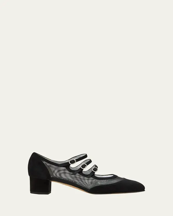 CAREL Kinight Mesh Buckle-trio Ballerina Pumps