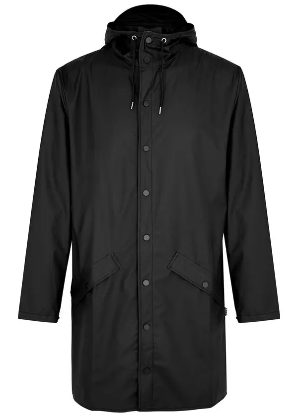 Rains Long Matte Rubberised Raincoat - Black