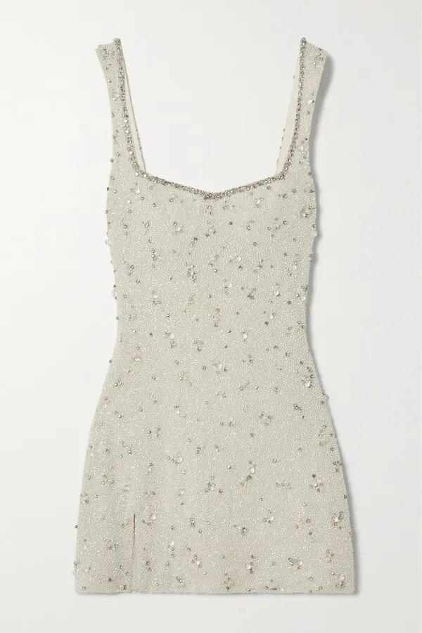 CLIO PEPPIATT Embellished Stretch-tulle Mini Dress - Ivory