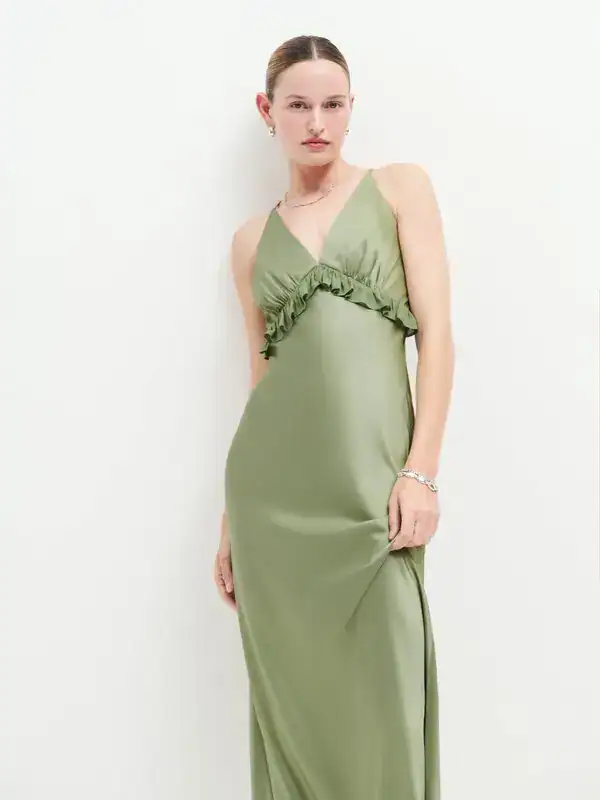 asymmetrical hemline dress Elegant & Flattering Long Sleeve Asymmetrical Hem A-Line Midi Bridesmaid Dress