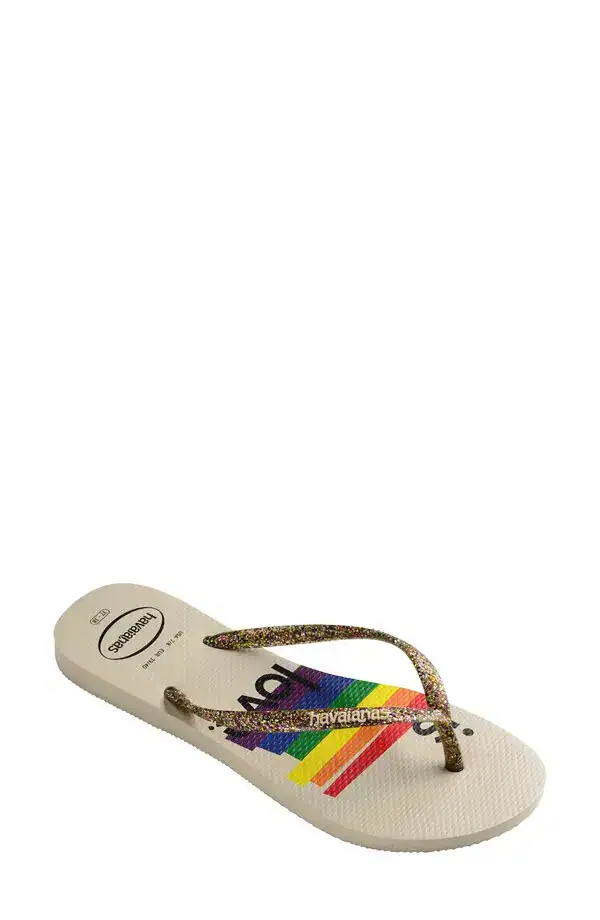 Buy Havaianas Slim Pride Ii Rainbow Flip Flop - Beige At 60% Off ...
