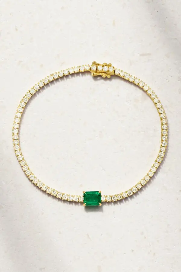 ANITA KO 18-karat Diamond And Emerald Bracelet