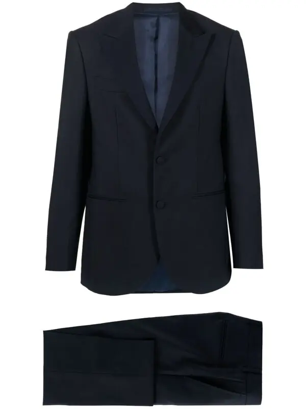 D4.0 Single-breasted Wool Suit - Blue