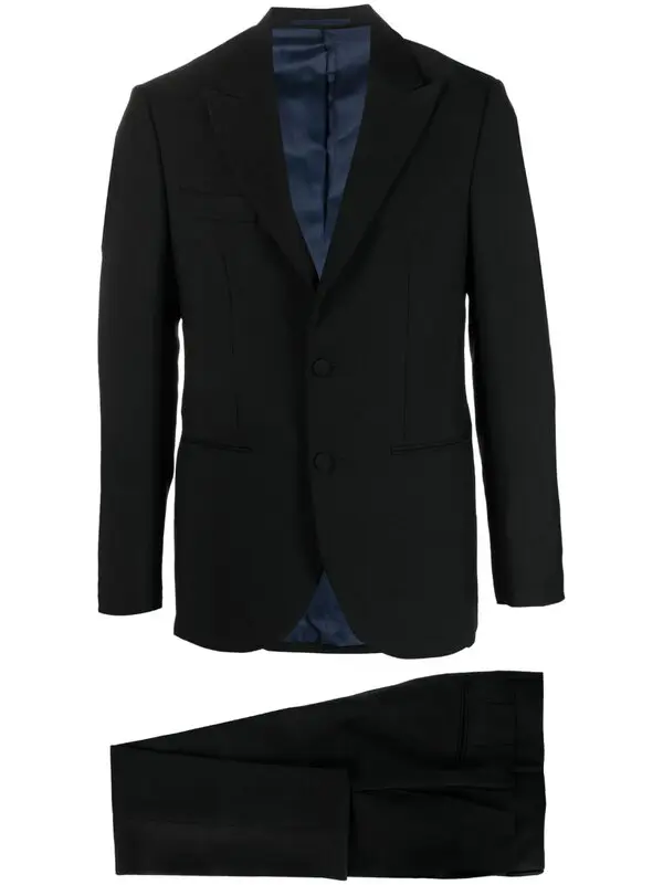 D4.0 Single-breasted Wool Suit - Black