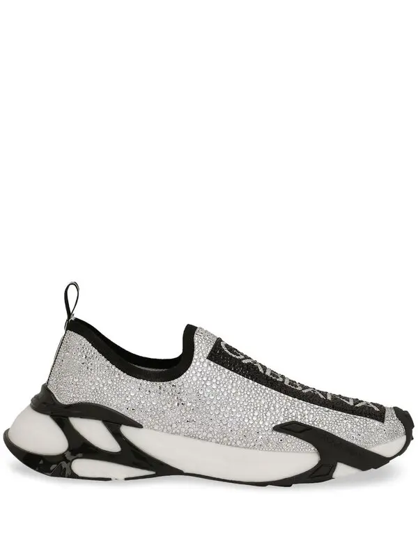 Dolce & Gabbana Fast Rhinestone-embellished Sneakers - White