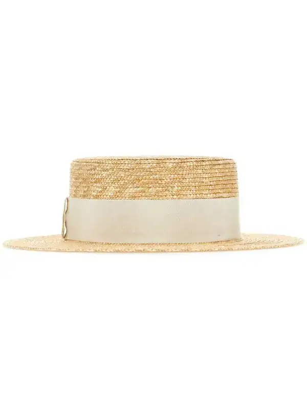 ? Gucci Ribbons Straw Sun Hat ? GUCCI Grosgrain-Trimmed Glittered Straw Hat Size XS NEW  main image 4