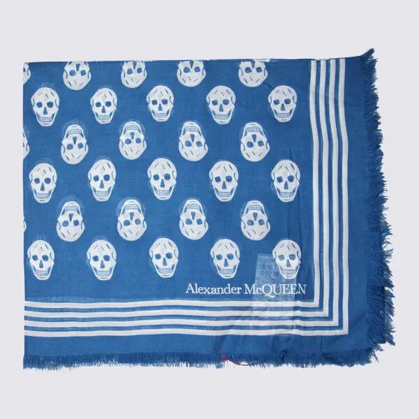 Buy Alexander McQueen Blue Modal Scarf - Royal/white At 33% Off ...