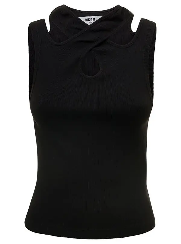 MSGM Ribbed Tank Top With Cut-out Detailing