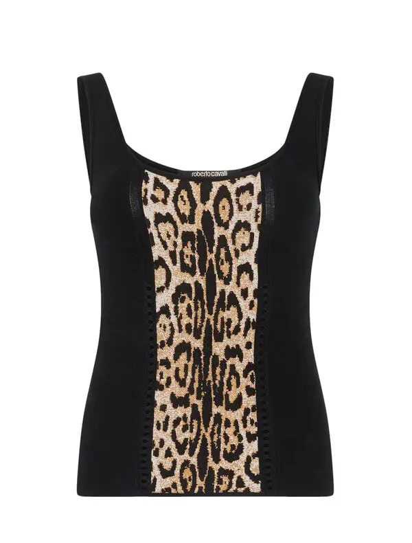 Roberto Cavalli Top - Leopardo/nero