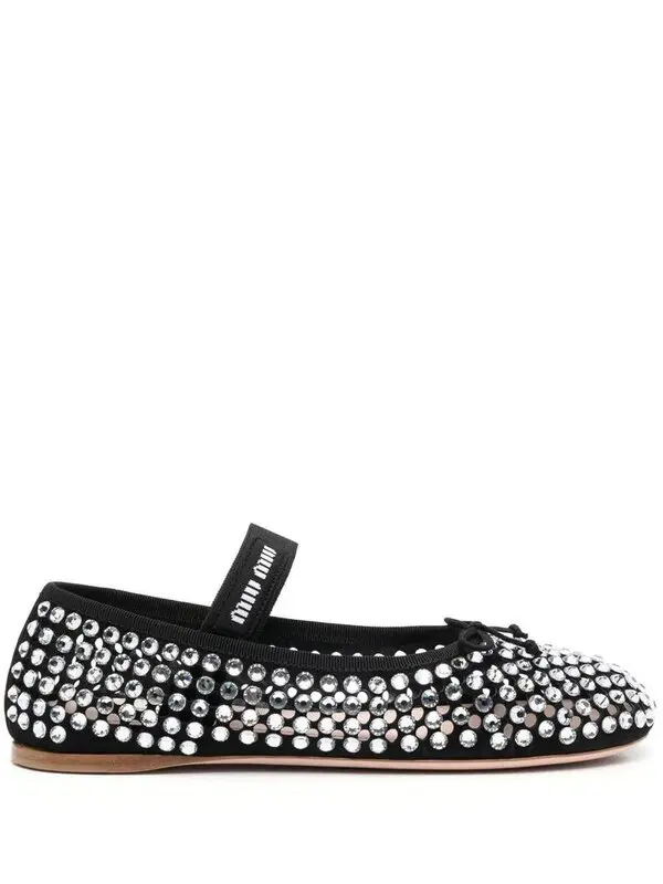 Buy Miu Miu Crystal-embellished Ballerina - One-color At 33% Off | Editorialist