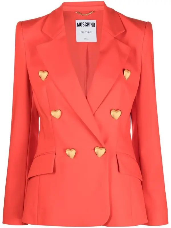 Moschino Heart-button Double-breasted Blazer - Red