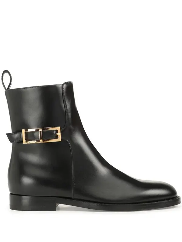 SERGIO ROSSI Leather Ankle Boots - Black