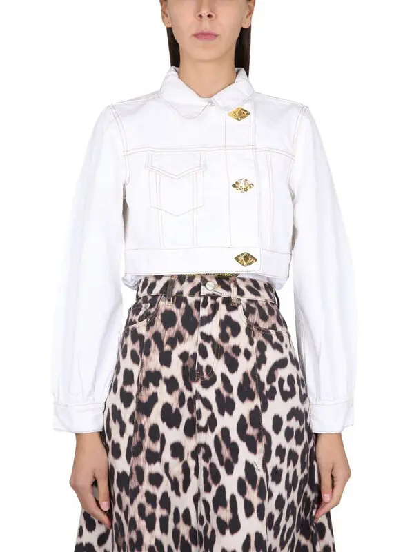 Buy GANNI Cropped Jacket - White At 33% Off | Editorialist