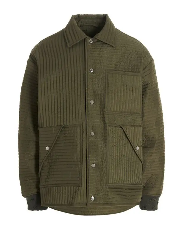 Khrisjoy Chore Quilted Stripes' Down Jacket - Green