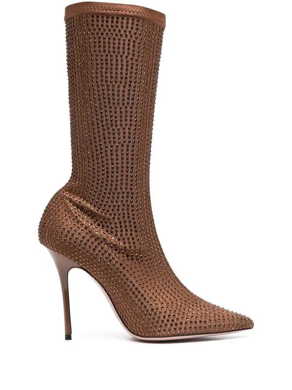GEDEBE Crystal Embellished Heel Boots - Brown