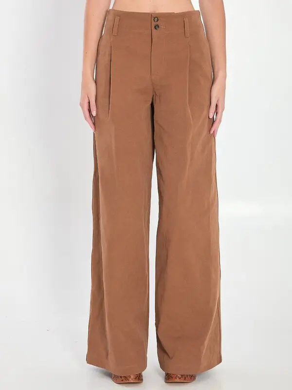 Chloé Wide-leg Cotton Canvas Trousers - Brown