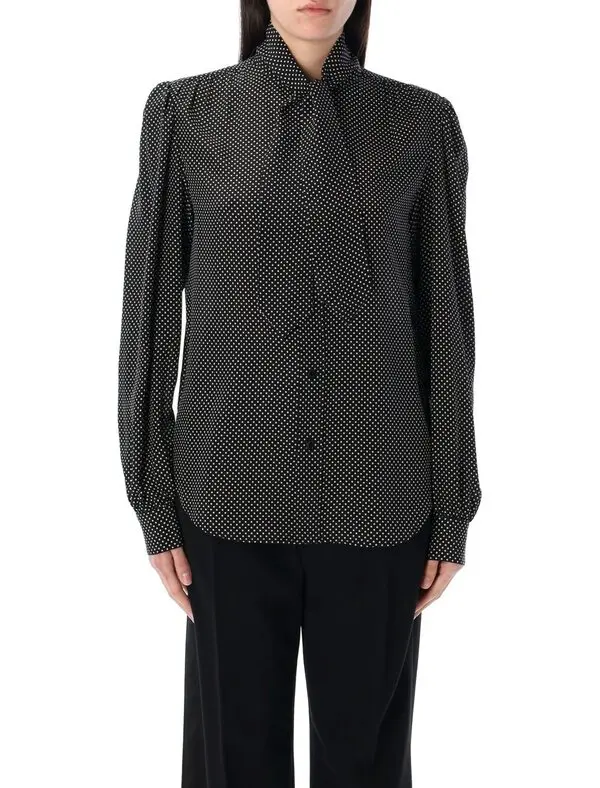 Saint Laurent Silk Polka Dot Blouse