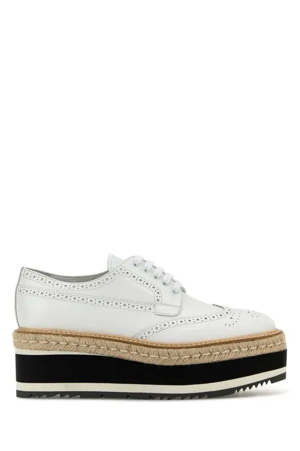 Prada Lace-up Platform Shoes - White