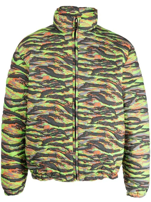 ERL Printed Quilted Down Jacket - Green