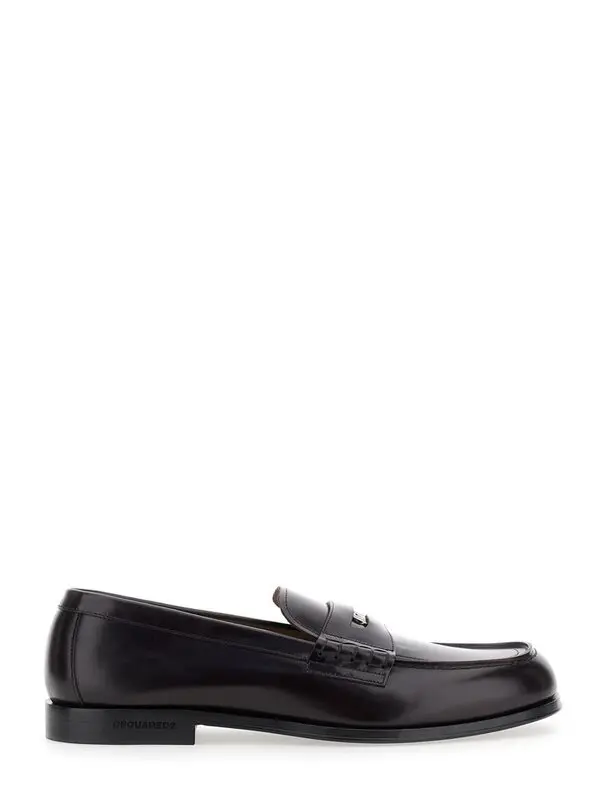 Dsquared2 Leather Loafers With Logo Plaque - Red